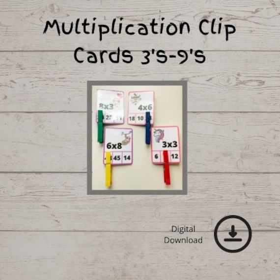 Homeschool Printables Multiplication Clip Cards Facts 3-9 - Etsy