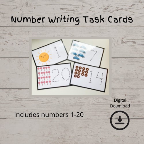 Homeschool Printables | Number Writing Task Cards | Digital Download ...