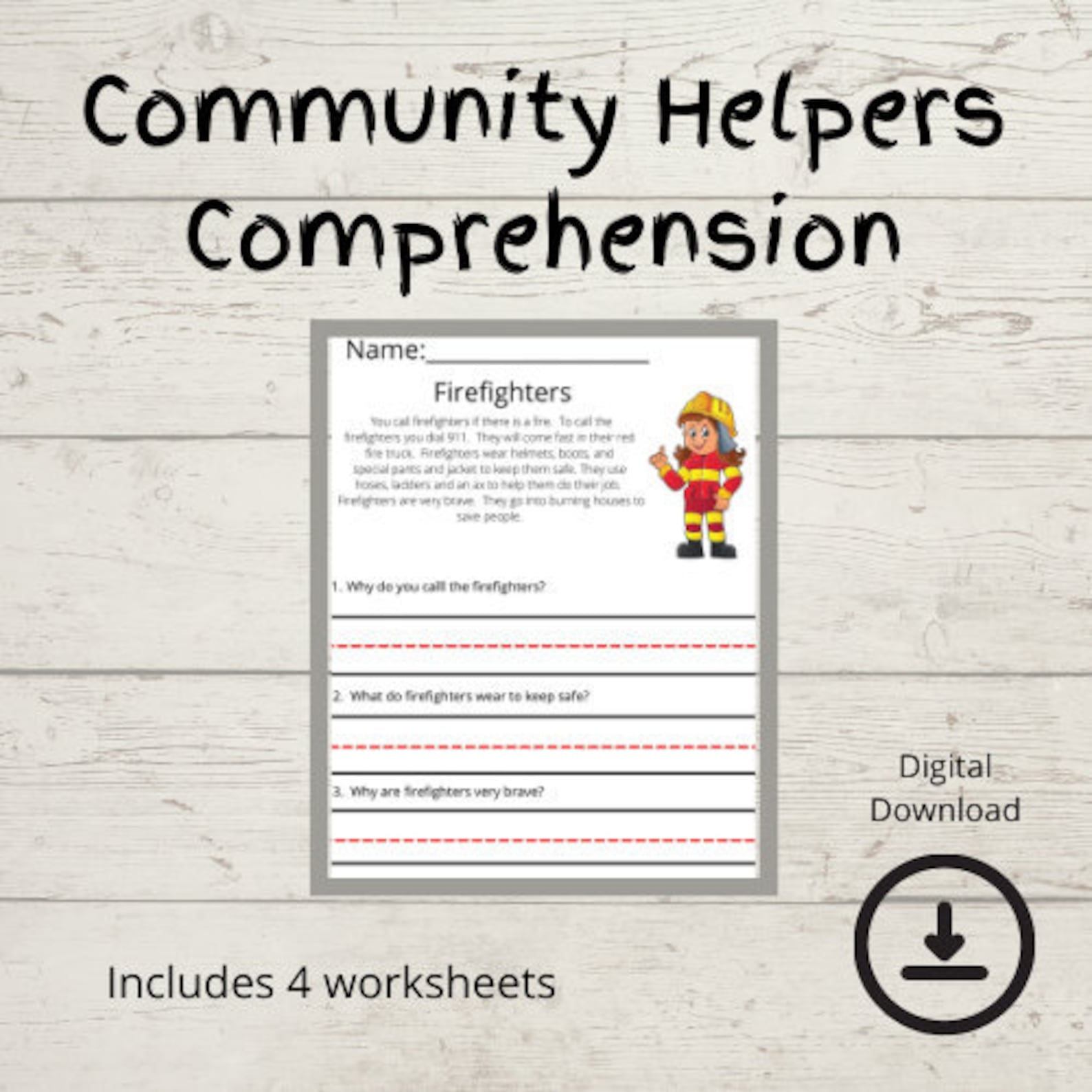 Community Helpers Reading Comprehension | Digital Download ...