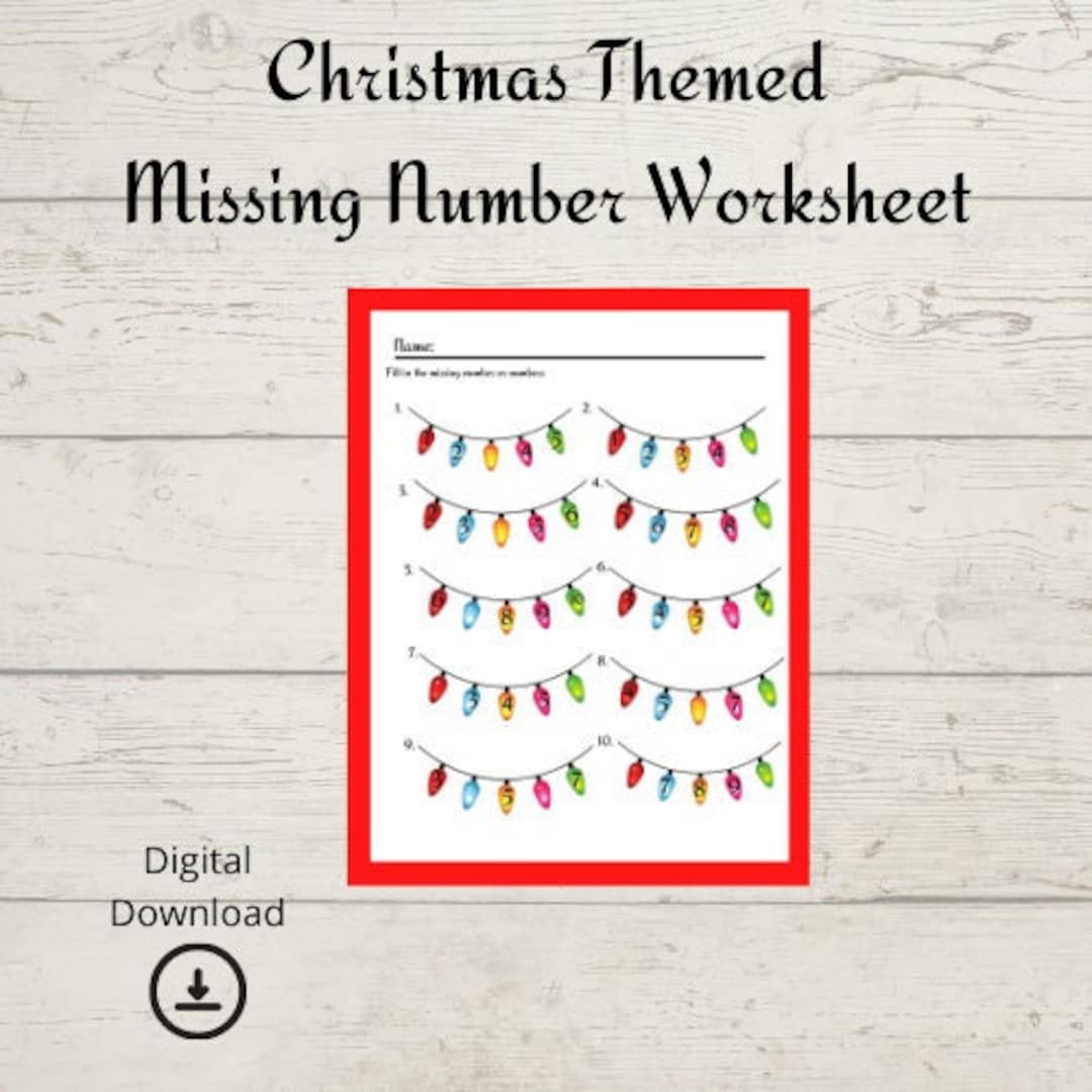 Christmas Themed Math Worksheet | Missing Numbers | Number Order ...