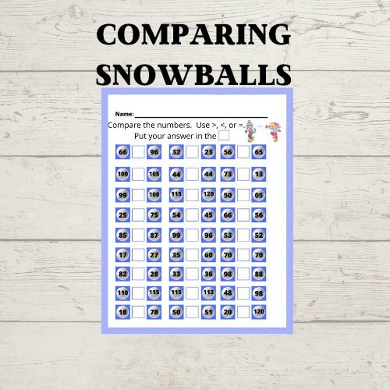 Homeschool Printables | Comparing Snowballs Worksheets | Winter Themed ...