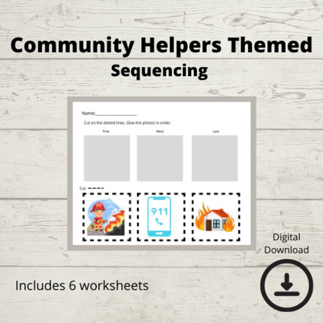 Community Helpers Theme Sequencing Worksheets | 6 Worksheets | Digital ...
