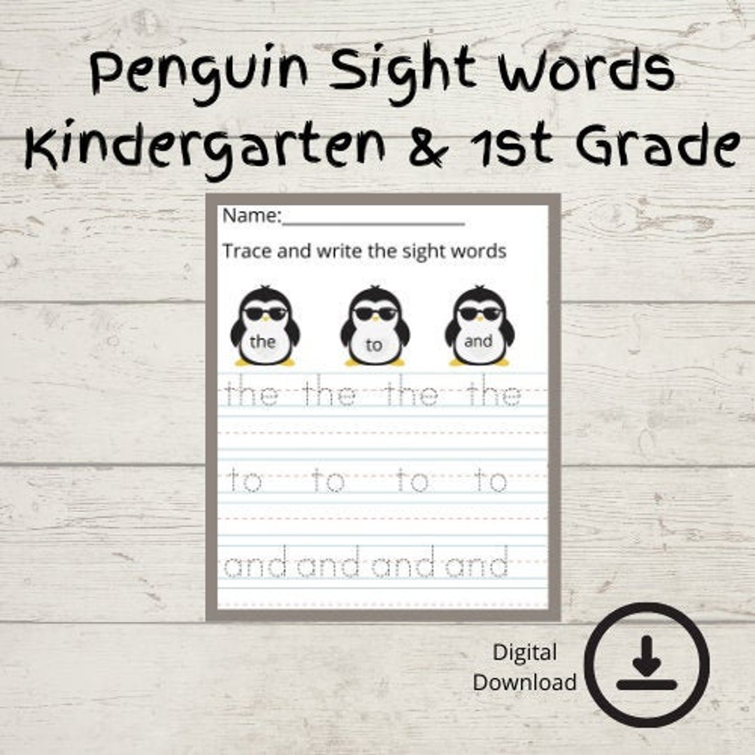 Penguin Themed Writing Sight Words Worksheets | Digital Downloads ...