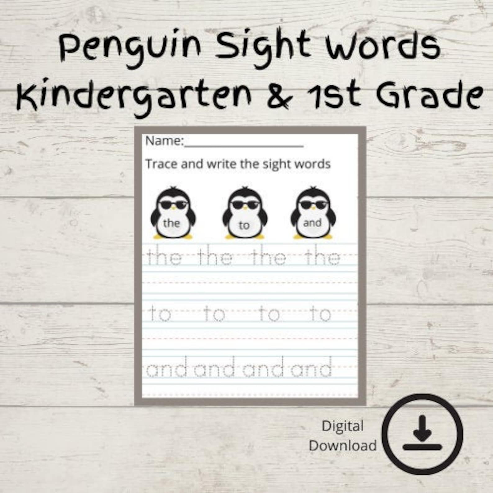 Penguin Themed Writing Sight Words Worksheets | Digital Downloads ...