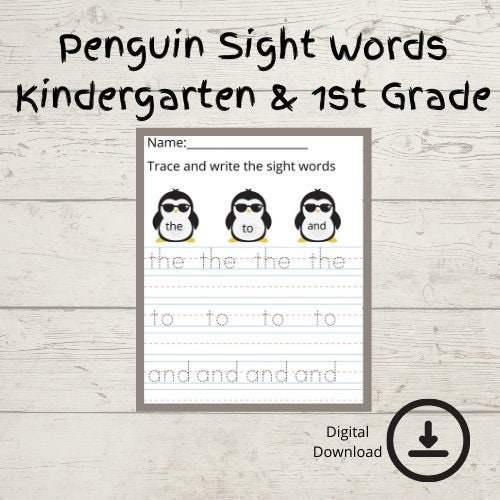 Penguin Themed Writing Sight Words Worksheets | Digital Downloads ...