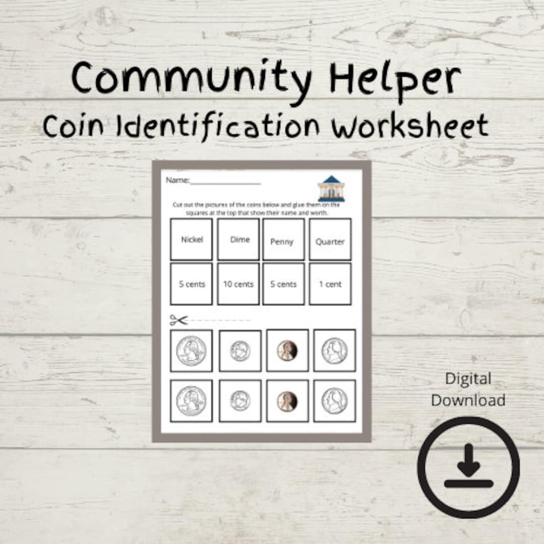 Community Helpers Themed Coin Identification Worksheet | Digital ...
