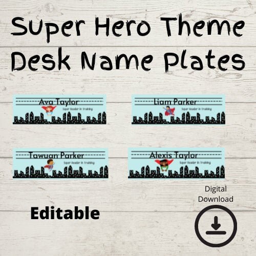 Classroom Resources | Superhero Desk Name Plates | Superhero Classroom ...