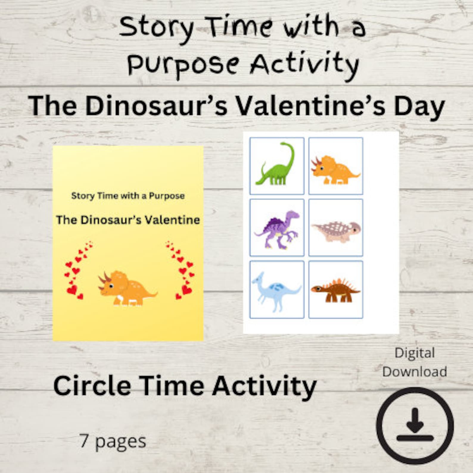 The Dinosaur's Valentine's Day| Homeschool Printable | Circle Time ...
