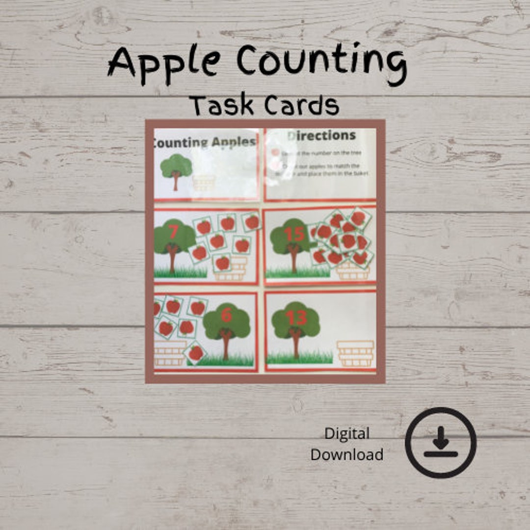 Homeschool Printables | Apple Counting Task Cards| Learn to Write ...
