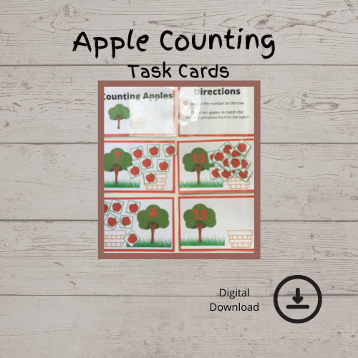 Homeschool Printables | Apple Counting Task Cards| Learn to Write ...