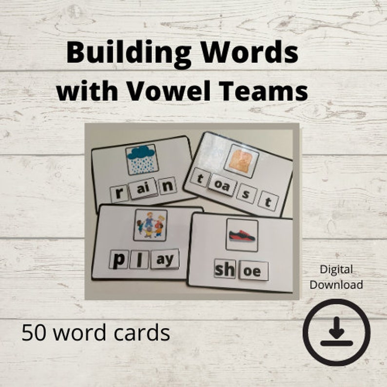 Homeschool Printables | Building Words With Vowel Teams | Kindergarten ...