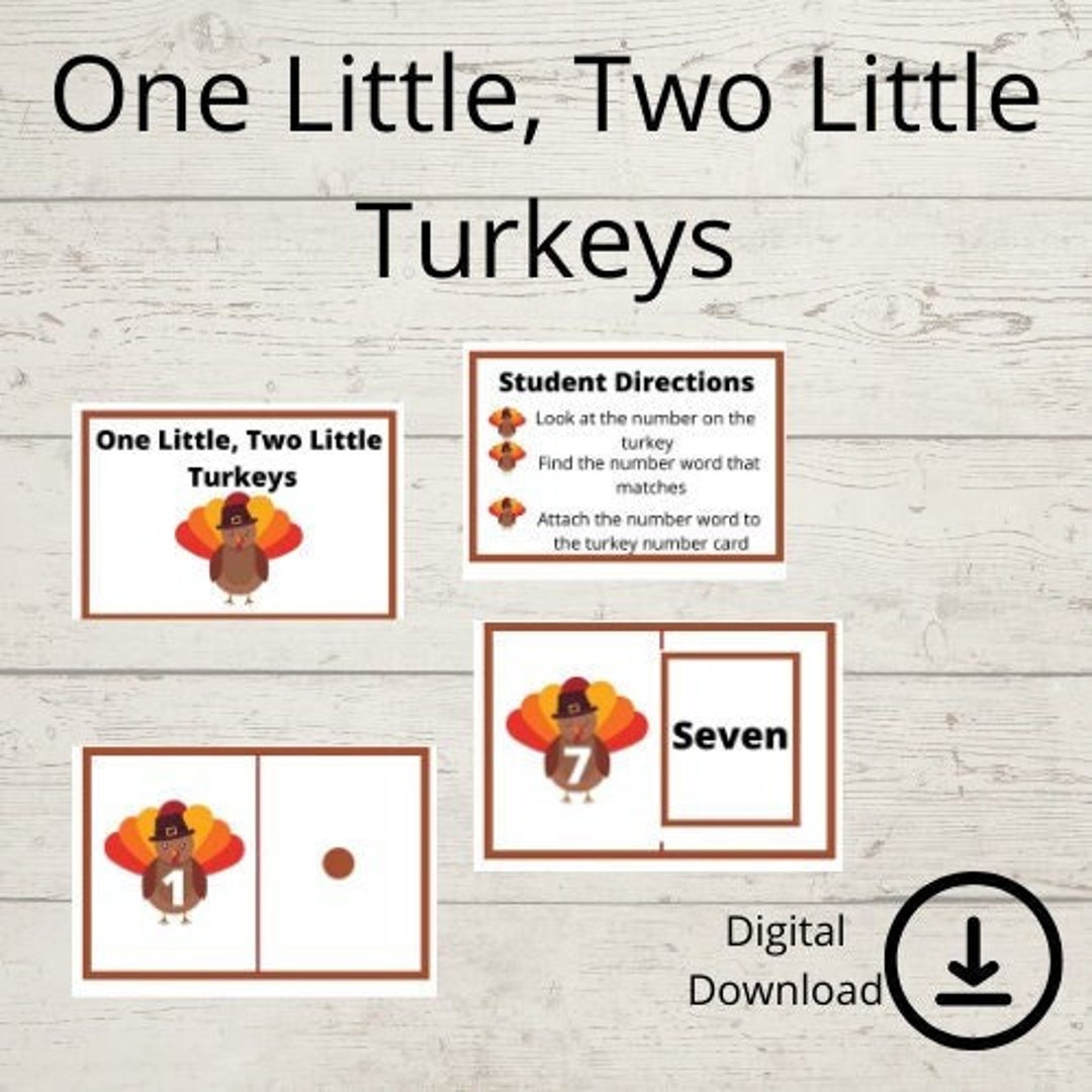 One Little, Two Little Turkeys | Matching Numbers to Number Words ...