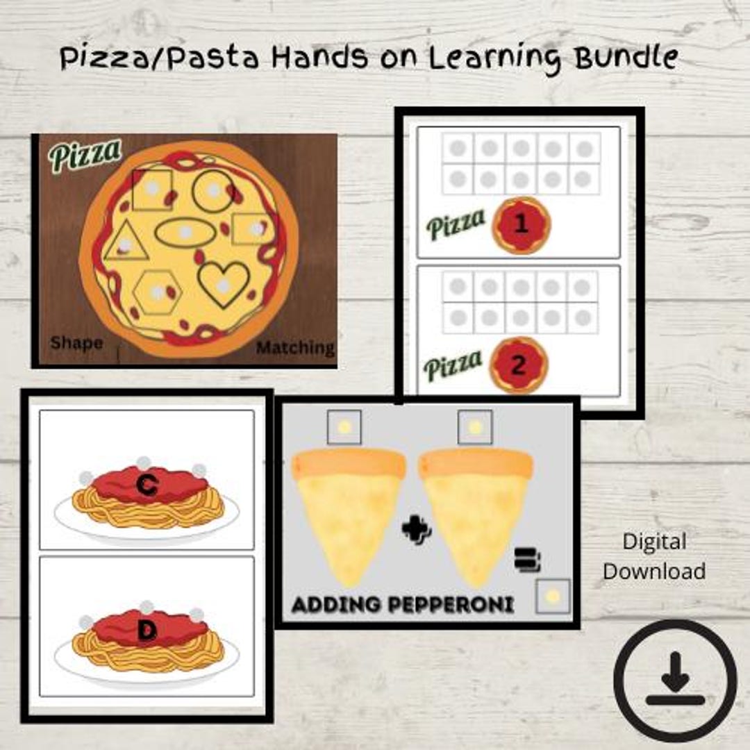 Homeschool Printables | Pizza Pasta Hands on Bundle | Kindergarten ...