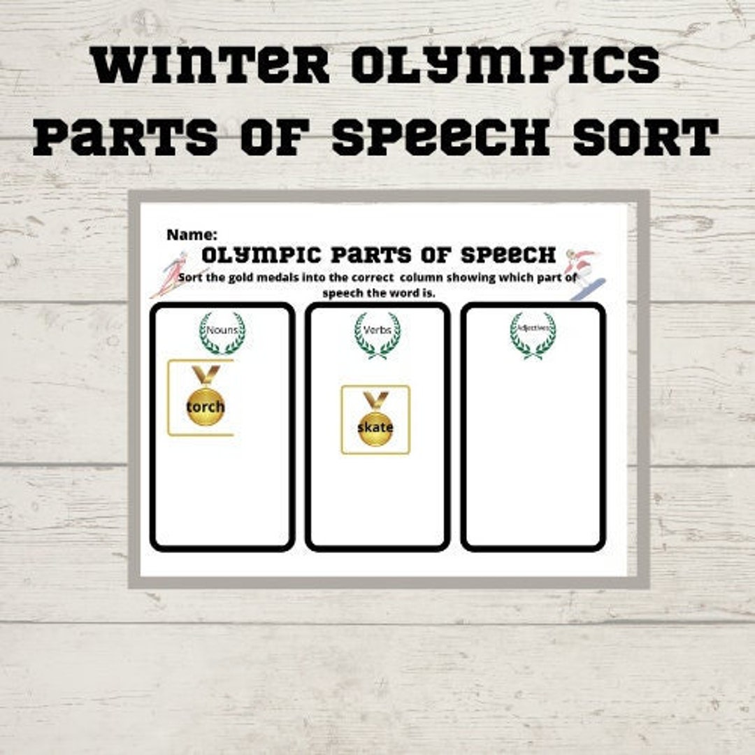 Printable Learning Activity | Winter Olympic Parts of Speech Sort ...