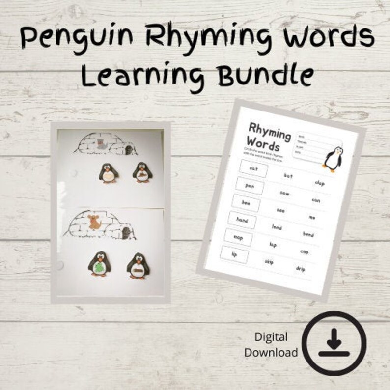 Penguin Themed Rhyming Words Bundle | Digital Download | Preschool ...