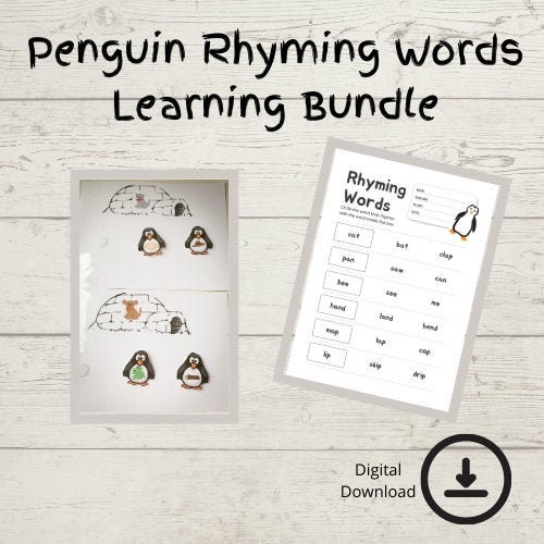 Penguin Themed Rhyming Words Bundle | Digital Download | Preschool ...