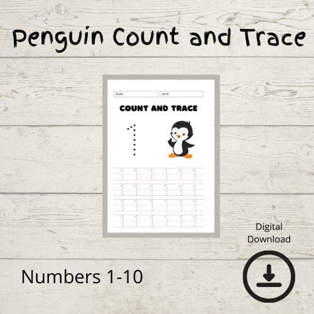 Penguin Themed Count and Trace | Numbers 1-10 | Digital Download ...