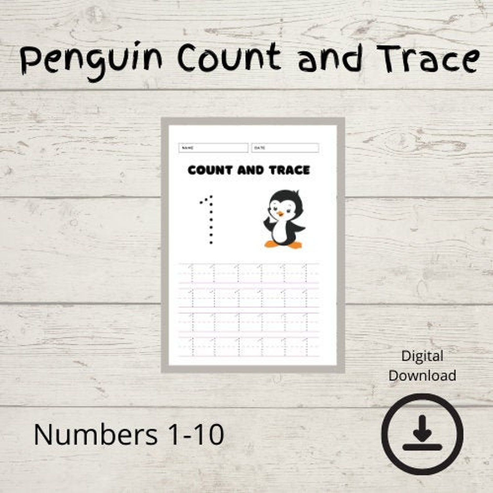 Penguin Themed Count and Trace Numbers 1-10 Digital | Etsy