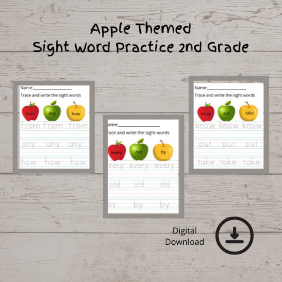 Homeschool Printables | Apple Theme Sight Word Writing Practice ...