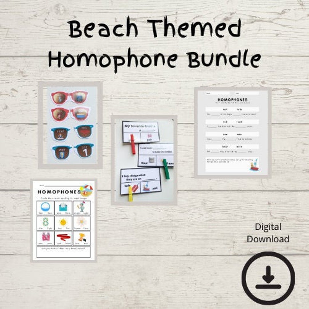 Homeschool Printables | Beach Themed Homophone Bundle | Digital ...