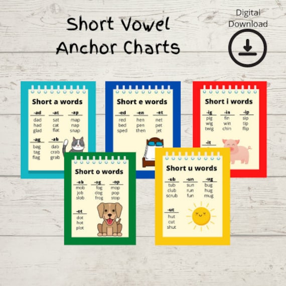 Classroom Resources Short Vowel Anchor Charts Phonics | Etsy