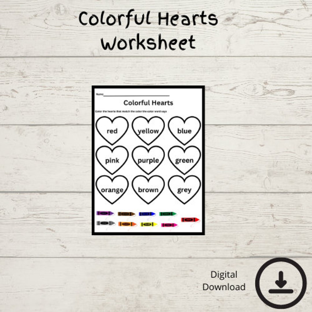 Arbeitsblatt zum Valentinstag | Farben erkennen | Digitaler Download ...