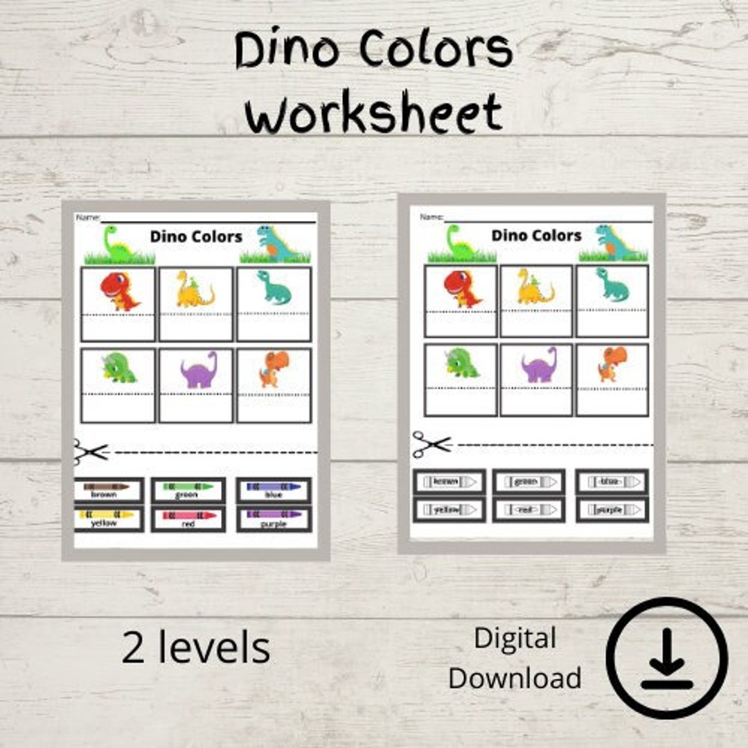 Dinosaur Themed Colors Worksheet | Matching and Identifying Colors ...