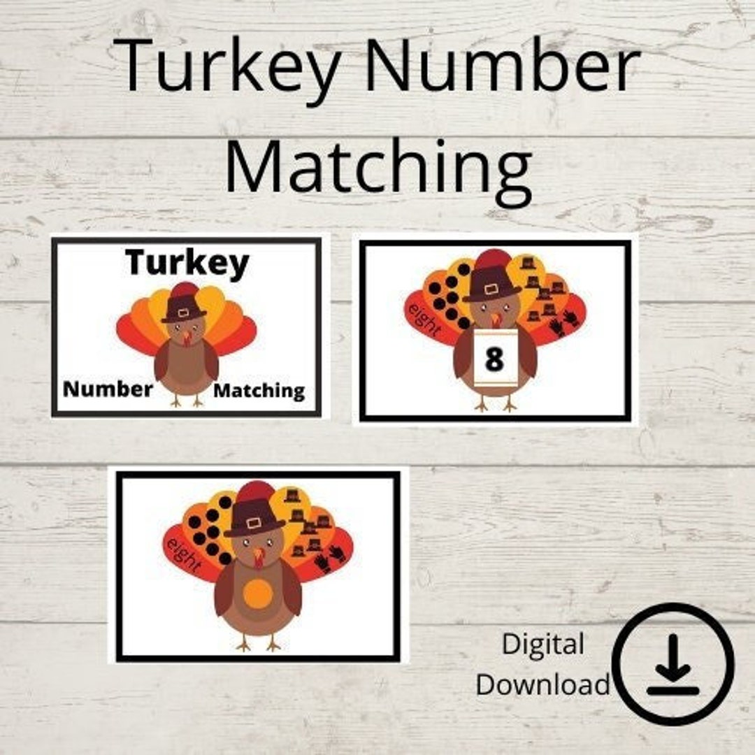 Turkey Number Matching | Matching Numbers to Symbols| Digital Download ...
