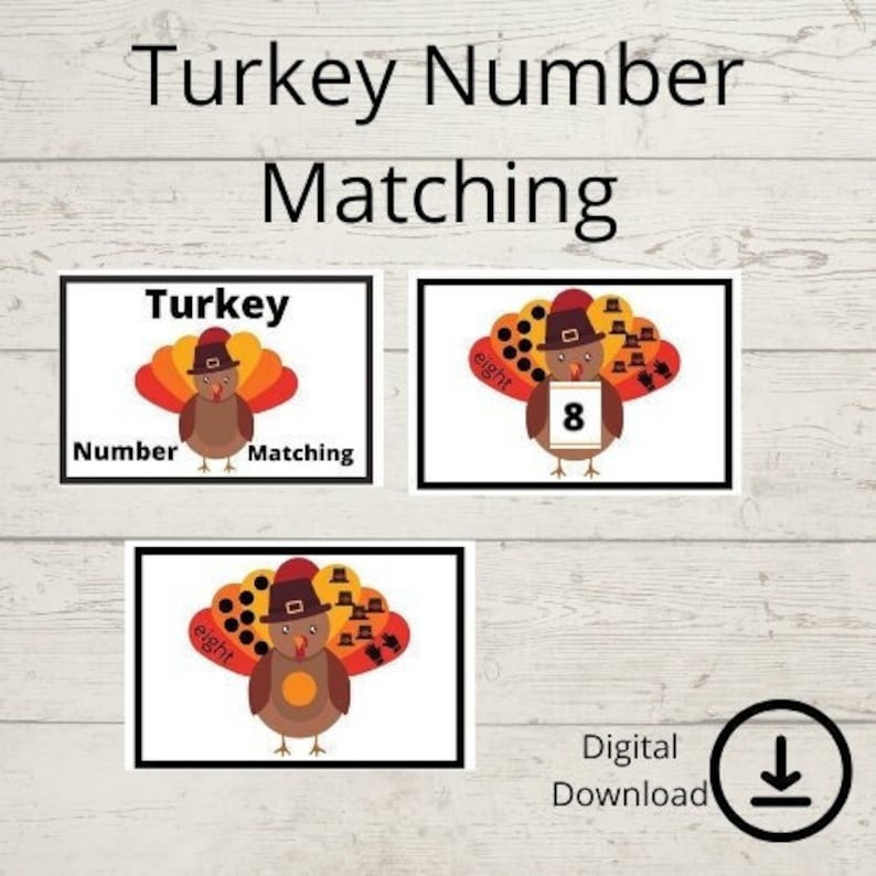 Turkey Number Matching | Matching Numbers to Symbols| Digital Download ...