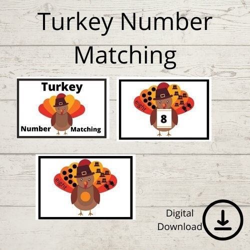 Turkey Number Matching | Matching Numbers to Symbols| Digital Download ...