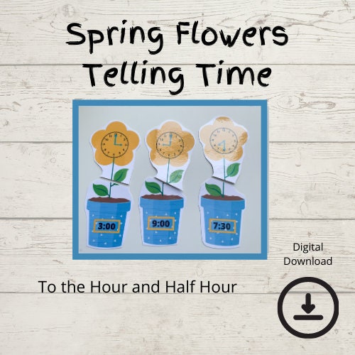 Homeschool Printables | Spring Flowers Telling Time | Time to the Half ...