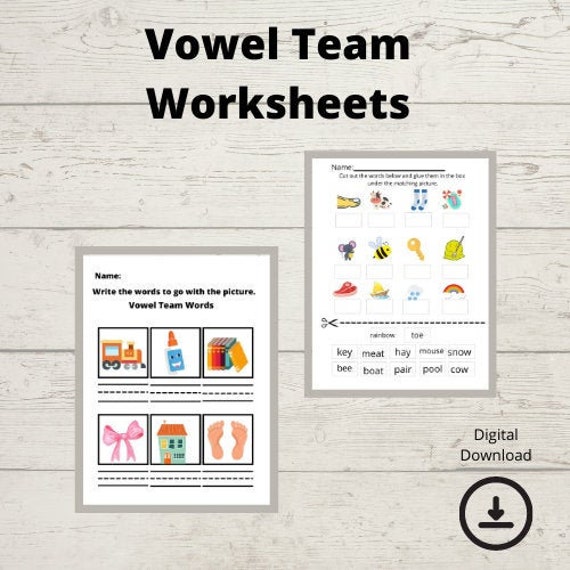 Homeschool Printables Vowel Teams Worksheets 2 Worksheets | Etsy