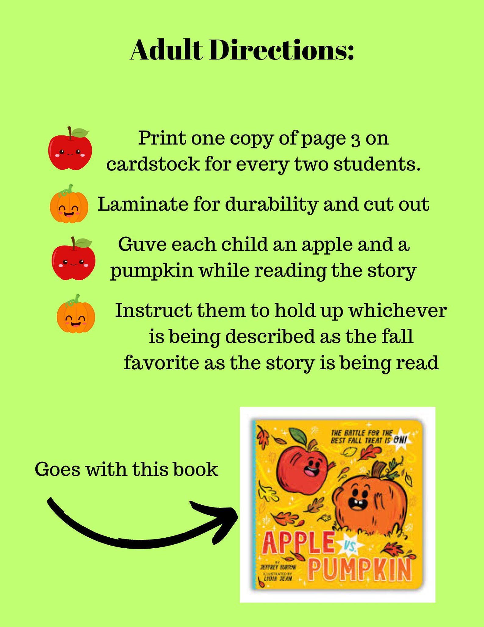 Apple Vs. Pumpkin | Homeschool Printable | Circle Time |story Activity ...