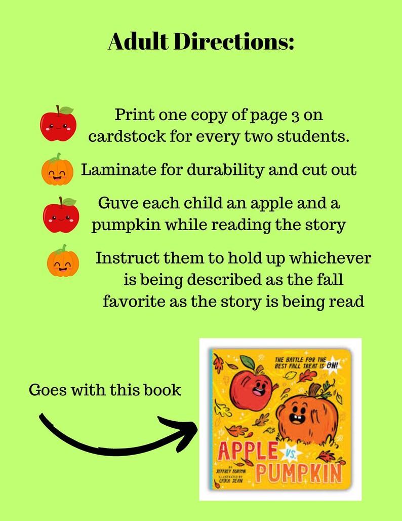 Apple Vs. Pumpkin | Homeschool Printable | Circle Time |story Activity ...