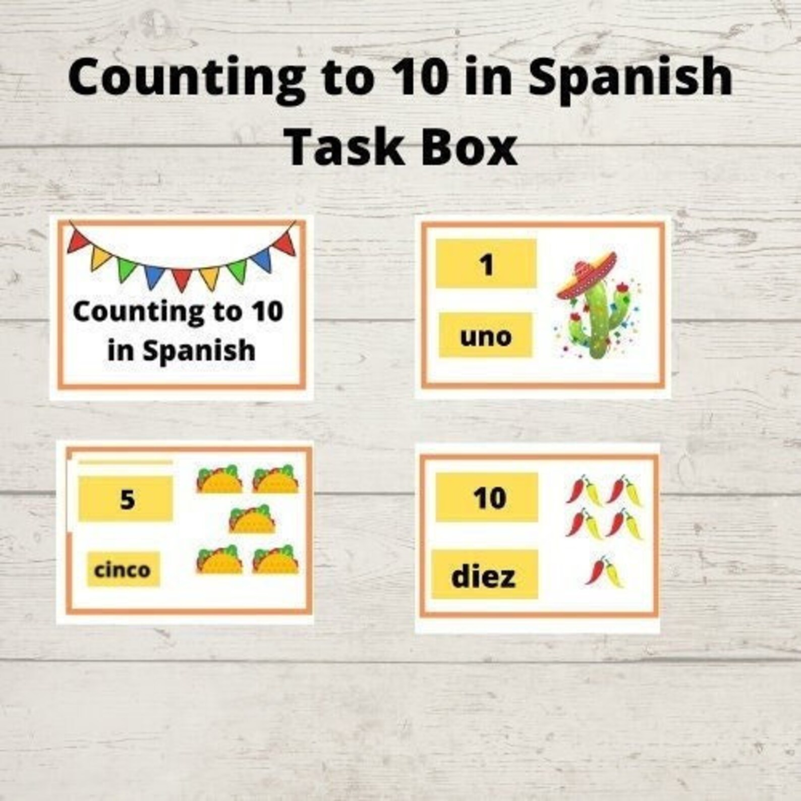 Homeschool Printables | Counting to 10 in Spanish | Task Cards | Hands ...