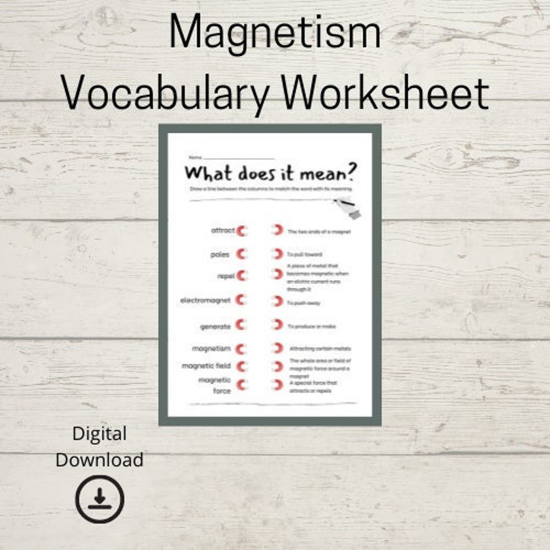 Magnet Science Worksheet | Magnet Vocabulary | Digital Download ...