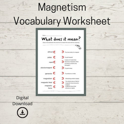 Magnet Science Worksheet | Magnet Vocabulary | Digital Download ...