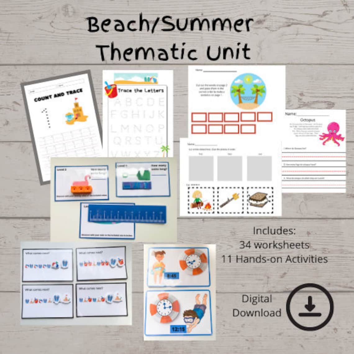 Homeschool Printables | Beach Thematic Unit | Summer Learning | Digital ...