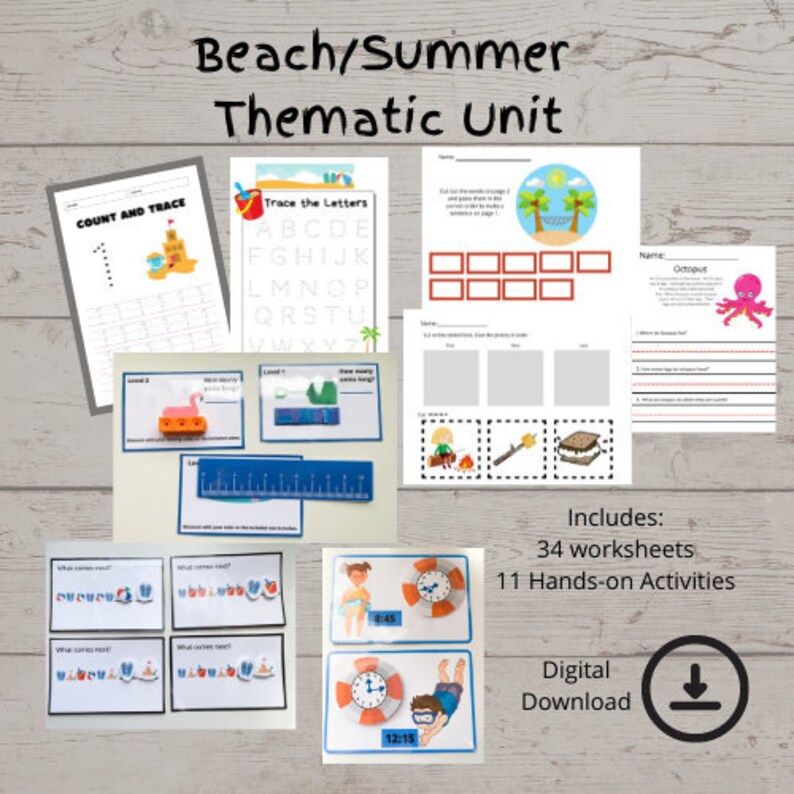 Homeschool Printables | Beach Thematic Unit | Summer Learning | Digital ...