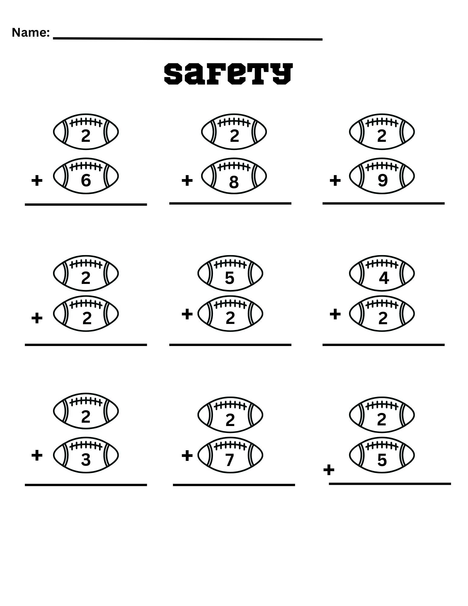 Homeschool Printables Football Theme Addition Worksheet Bundle 10 ...