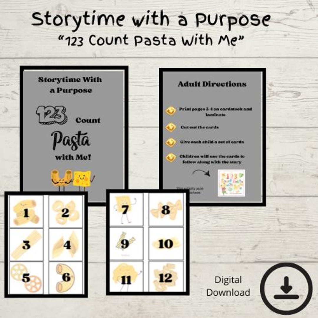Story Activity | 123 Count Pasta With Me | Homeschool Printable ...
