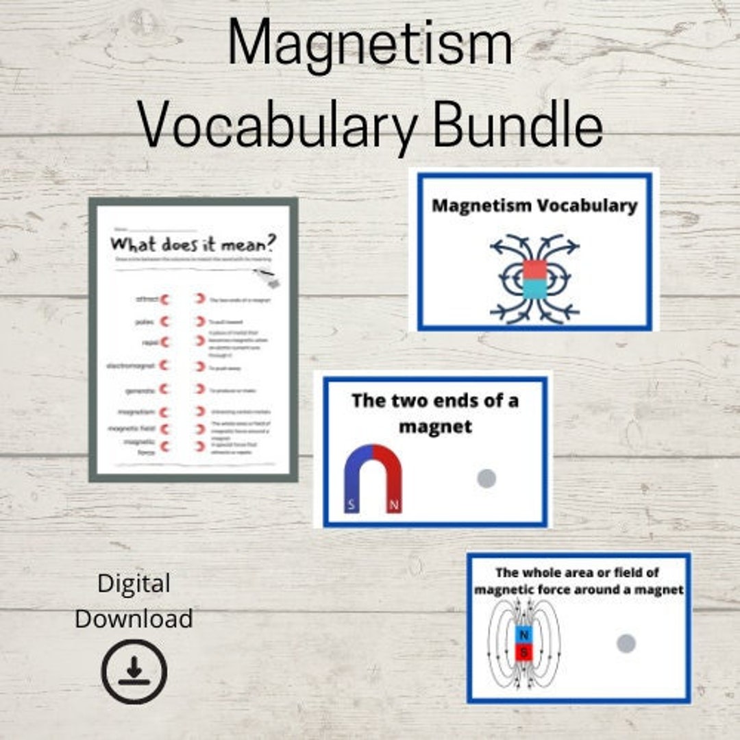Magnetism Vocabulary Learning Bundle | Magnet Unit | 1 Hands-on ...