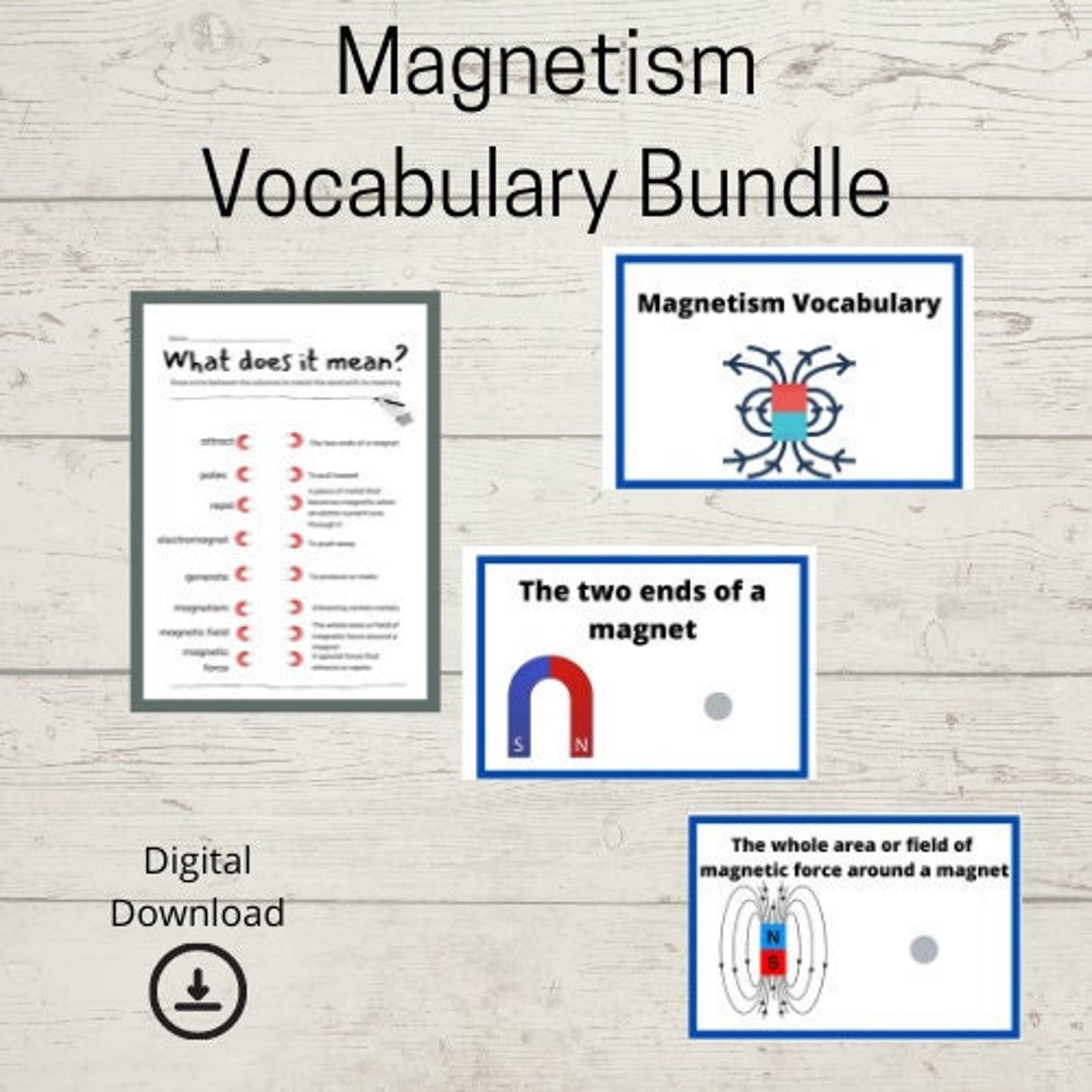 Magnetism Vocabulary Learning Bundle Magnet Unit 1 Hands-on Activity 1 ...