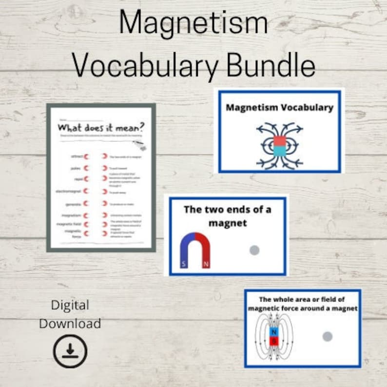 Magnetism Vocabulary Learning Bundle | Magnet Unit | 1 Hands-on ...