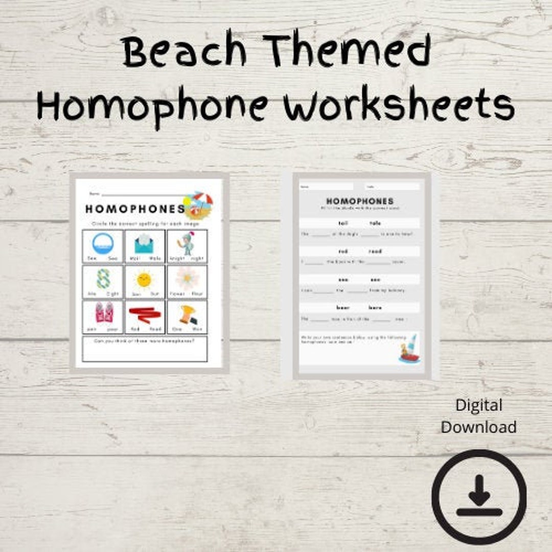 Homeschool Printables | Beach Themed Homophone Worksheets | Beach ...