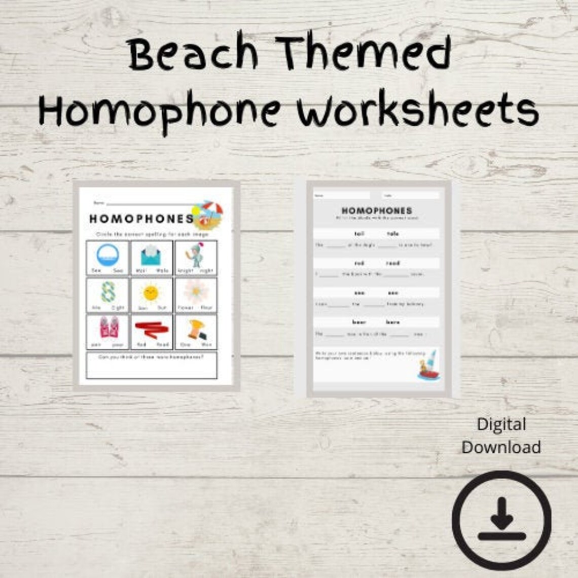Homeschool Printables | Beach Themed Homophone Worksheets | Beach ...