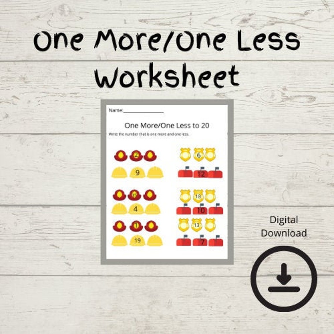 Community Helpers One More One Less Worksheet | Digital Download ...