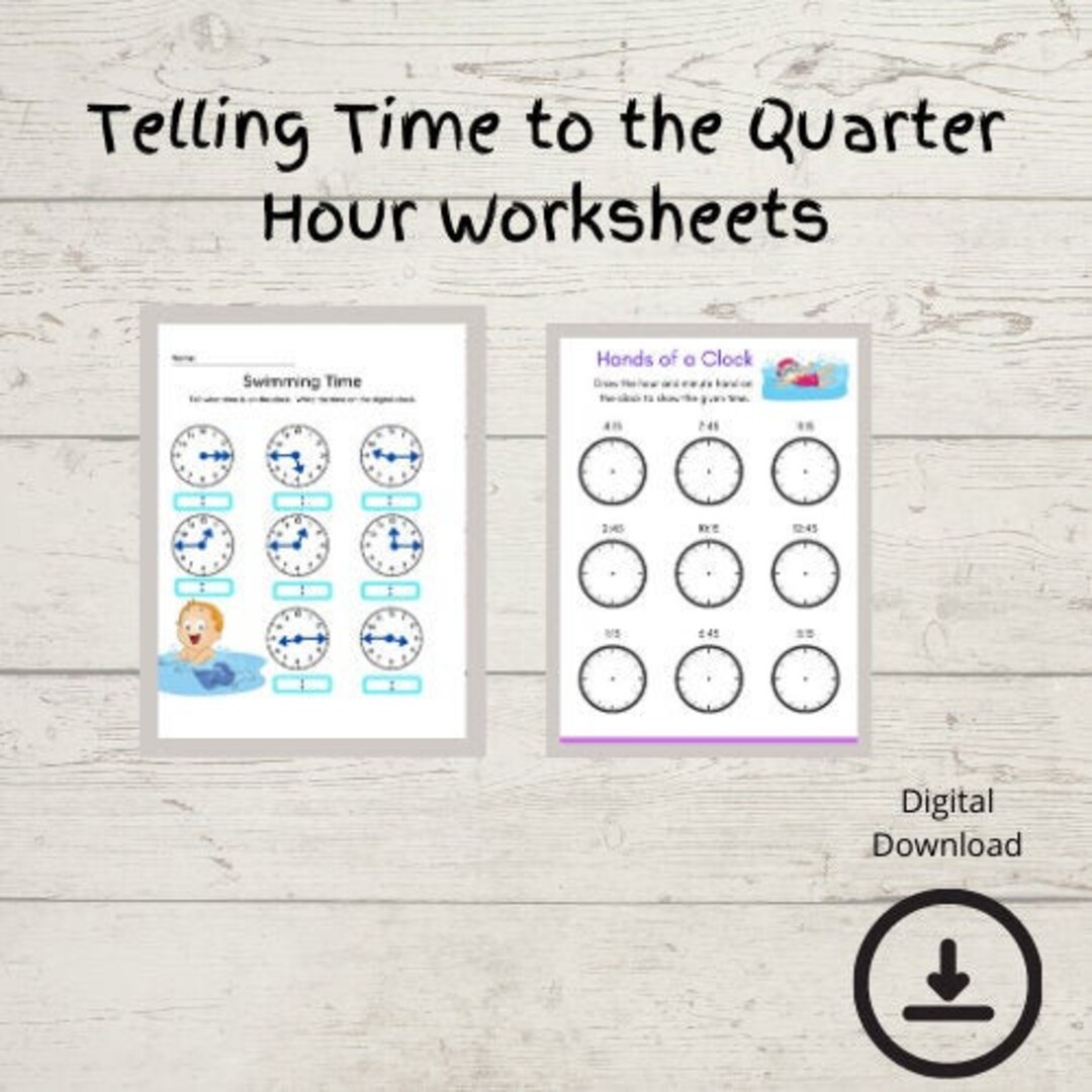 Homeschool Printables | Telling Time to the Quarter Hour Worksheets | 2 ...