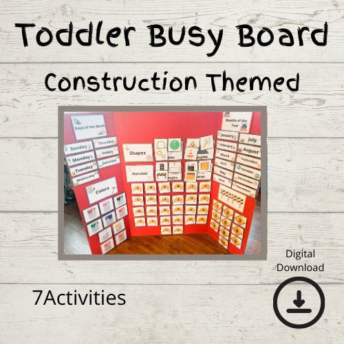 Toddler Learning | Busy Board |construction Themed Toddler Busy Board ...
