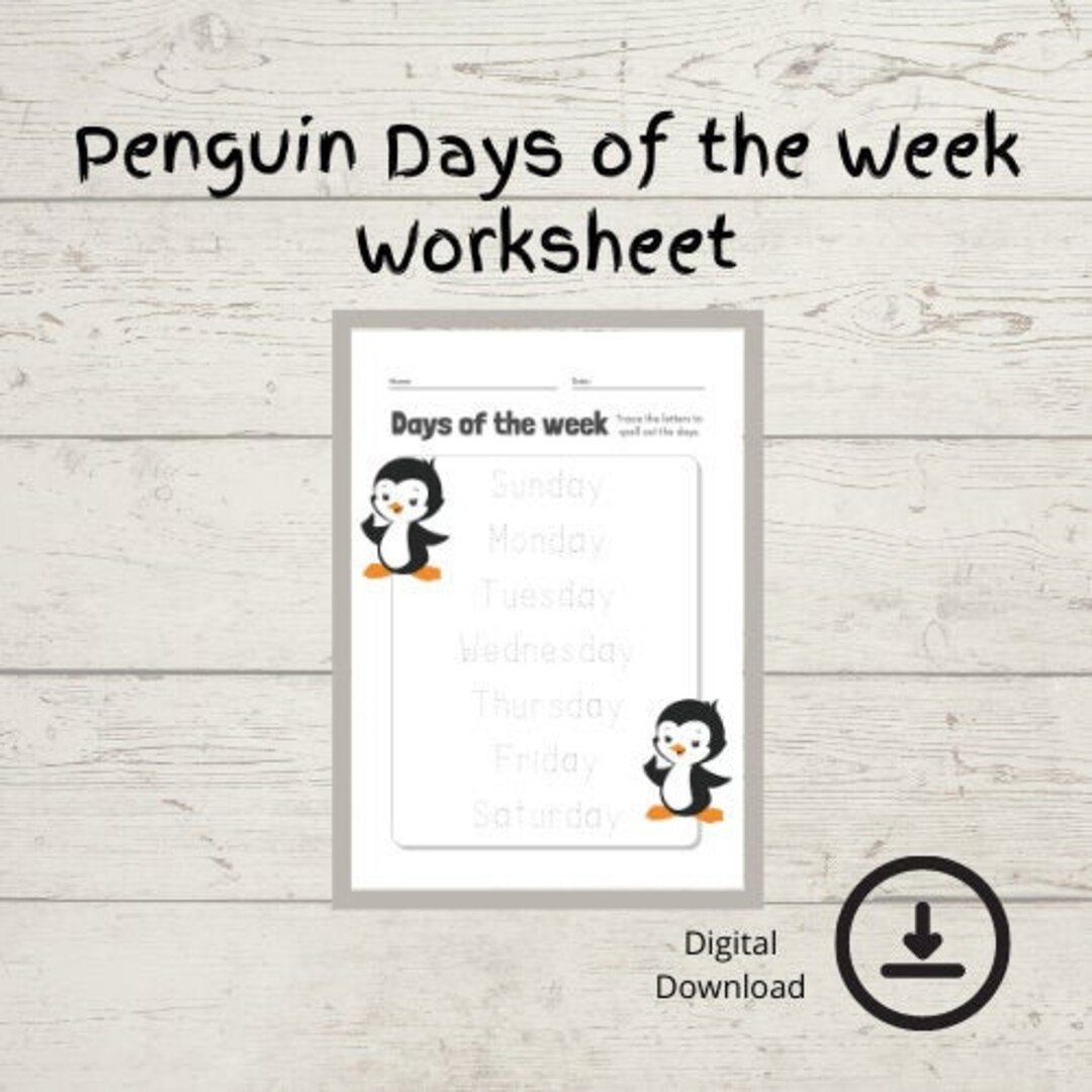 Penguin Themed Days of the Week Worksheet | Digital Download ...